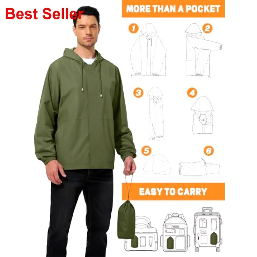 Jackets & Coats | Mens Waterproof Windbreaker Rain Jacket Lightweight ...